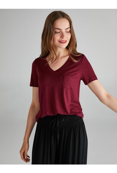 Faik Sönmez V Yaka Kısa Kollu T-Shirt 63015