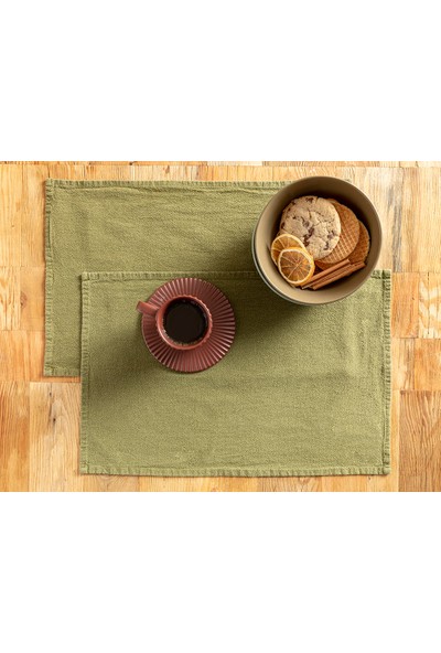 English Home Grandeur Pamuk 2'li Amerıkan Servıs 30 x 45 cm Haki