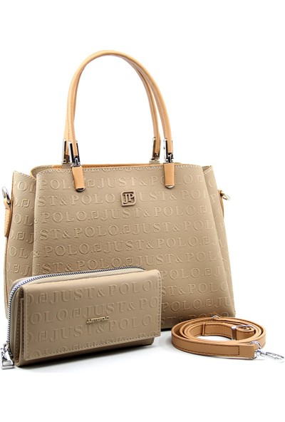 Just Polo Kadın 3 Bölmeli Ayarlanabilir Uzun Askılı Omuz Çantası ve Cüzdan Kombini HS4018C1003