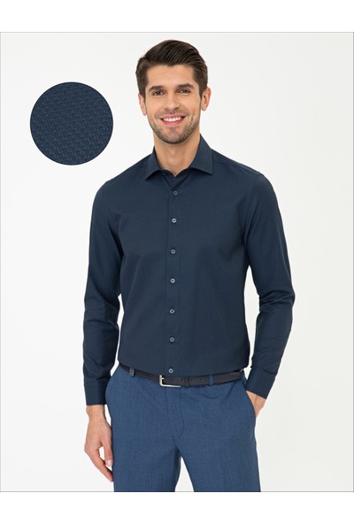 Pierre Cardin Lacivert Slim Fit Gömlek 50248975-VR033
