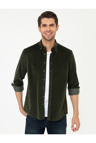 Pierre Cardin Haki Regular Fit Gömlek 50241505-VR027