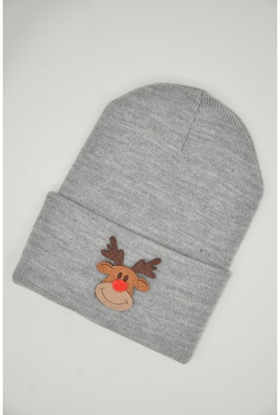 Moxxo Sevgililer Günü Özel Koleksiyonu Geyik Figürlü Gri Renk Unisex Hediyelik Bere Moxxo Sevgililer Günü Özel Koleksiyonu Geyik Figürlü Gri Renk Unisex Hediyelik Bere