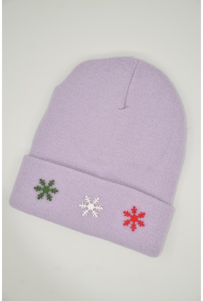 Moxxo Sevgililer Günü Özel Koleksiyonu Kar Tane Figürlü Lila Renk Unisex Hediyelik Bere