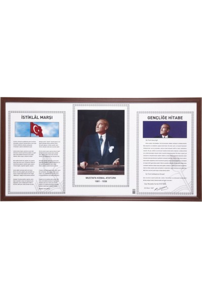Gülpaş Üçlü Milli Levha Atatürk - Gençliğe Hitabe - Istiklal Marşı Çerçeveli 50 x 100 cm Gülpaş Üçlü Milli Levha Atatürk - Gençliğe Hitabe - Istiklal Marşı Çerçeveli 50 x 100 cm