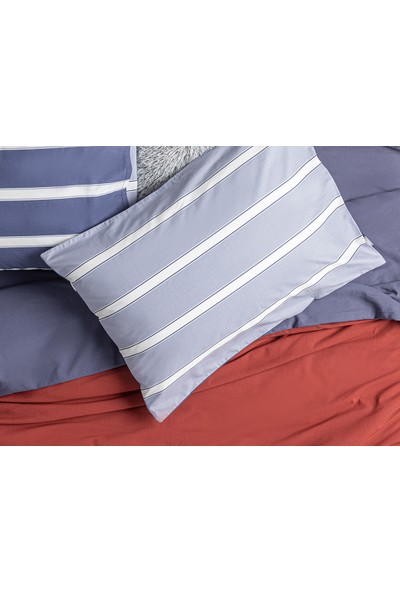 English Home Bold Stripe Pamuklu 2'li Yastık Kılıfı 50 x 70 cm Mavi