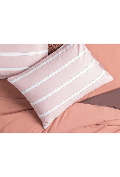 English Home Bold Stripe Pamuklu 2'li Yastık Kılıfı 50 x 70 cm Pembe