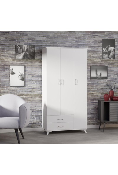 Shila Home 3 Kapaklı Dolap Beyaz Geniş Derin Ölçü Shila Home 3 Kapaklı Dolap Beyaz Geniş Derin Ölçü