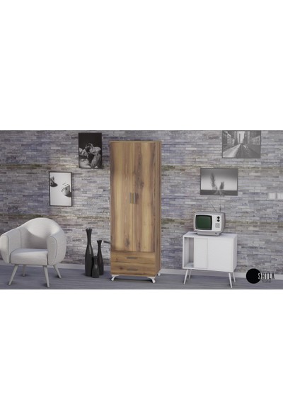 Shila Home 2 Kapaklı Dolap Empoli Ceviz Geniş Derin Ölçü Shila Home 2 Kapaklı Dolap Empoli Ceviz Geniş Derin Ölçü