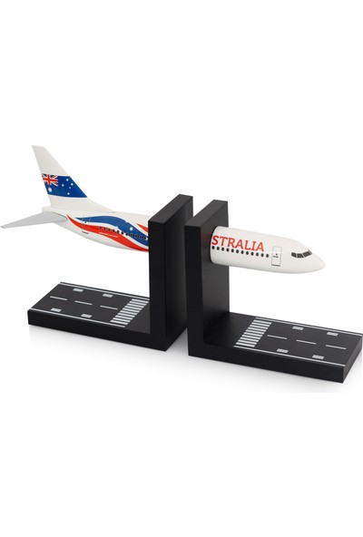 Zekupp Avustralya Boeing 737 Uçak Motifli Kitap Tutucu 1/100 Ölçekli Uçak Modelli Kitap Desteği