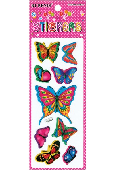 Rubenis Sticker Renkli Kelebek Figürlü Fms-14 Rubenis Sticker Renkli Kelebek Figürlü Fms-14