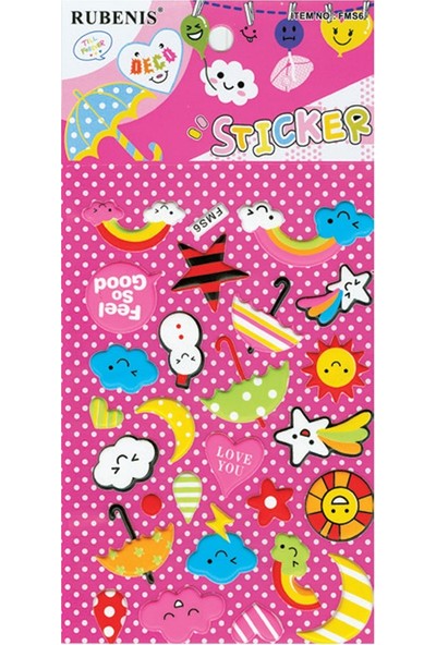 Rubenis Sticker Yıldız,kalp,şemsiye Figürlü Fms-06 Rubenis Sticker Yıldız,kalp,şemsiye Figürlü Fms-06