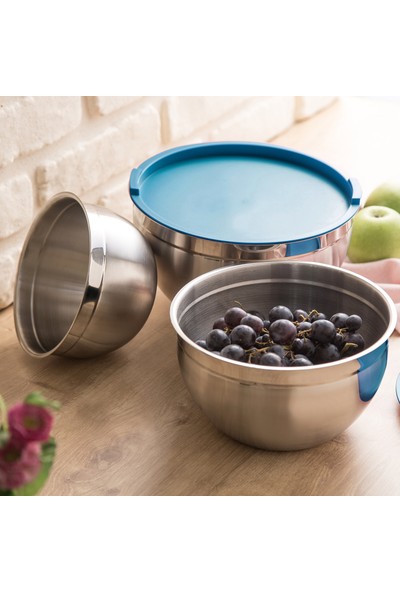 Emsan Demre Paslanmaz Çelik 3'lü Saklama Kabı Safir