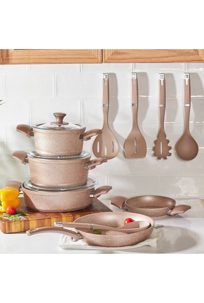 Karaca Biogranit Rosegold New Indüksiyon Tabanlı 13 Parça Tencere Seti Karaca Biogranit Rosegold New Indüksiyon Tabanlı 13 Parça Tencere Seti