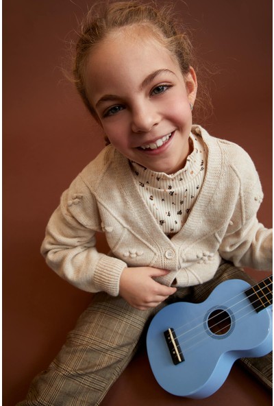 DeFacto Kız Çocuk Regular Fit V Yaka Düğmeli Triko Hırka V5517A621WN