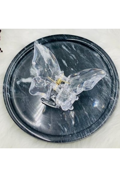 Roza Şeffaf Kelebek Mandal Toka Şeffaf