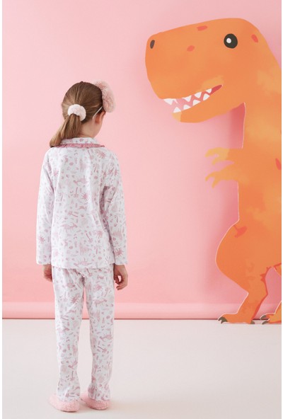 Penti Optik Beyaz Kız Çocuk Dino 2li Gömlek Takmı