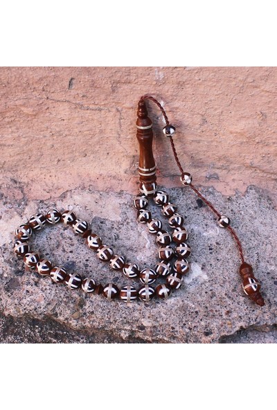 Tesbih Pasajı Mineli Gümüş Sarma Işlemeli Kuka Tesbih