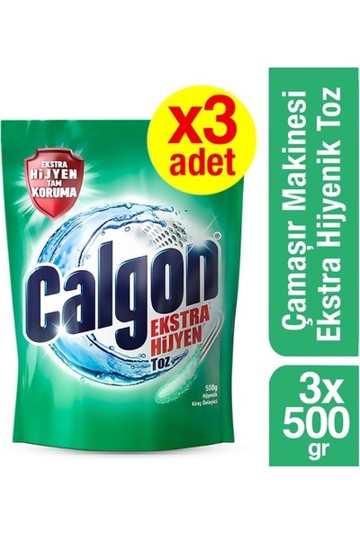 Calgon Ekstra Hijyen Çamaşır Makinesi Hijyenik Toz 3 x 500 gr Calgon Ekstra Hijyen Çamaşır Makinesi Hijyenik Toz 3 x 500 gr
