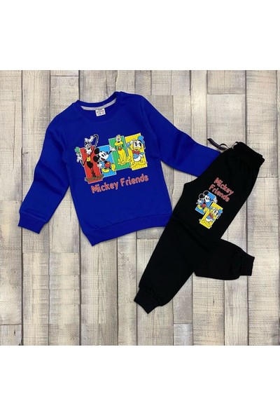 Mojqueno Kids Erkek Çocuk Eşofman Takımı Pamuk Alt Üst Mavi Takım