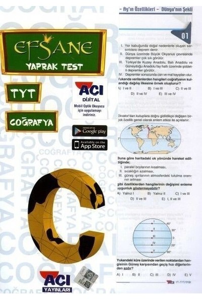 Açı Yayınları Tyt Coğrafya Efsane Yaprak Test Açı Yayınları Tyt Coğrafya Efsane Yaprak Test