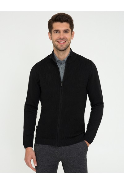 Pierre Cardin Siyah Slim Fit Triko Hırka 50248529-VR046