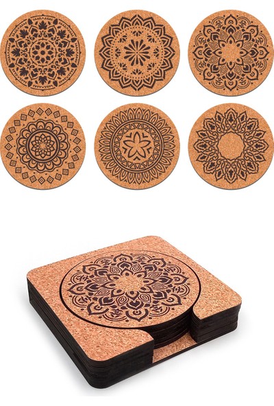 Artikel Ahşap Dekoratif Bardak Altlığı 6'lı Takım Baskılı -1