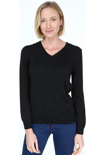 Home Store Triko Simli V Yaka Siyah Home Store Triko Simli V Yaka Siyah