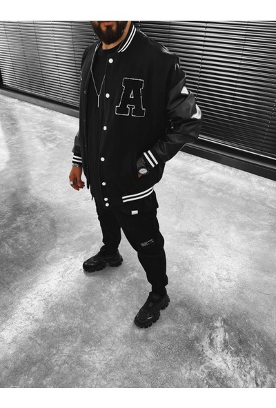 Abluka Adambo Oversize Kolej Ceket Siyah Abluka Adambo Oversize Kolej Ceket Siyah