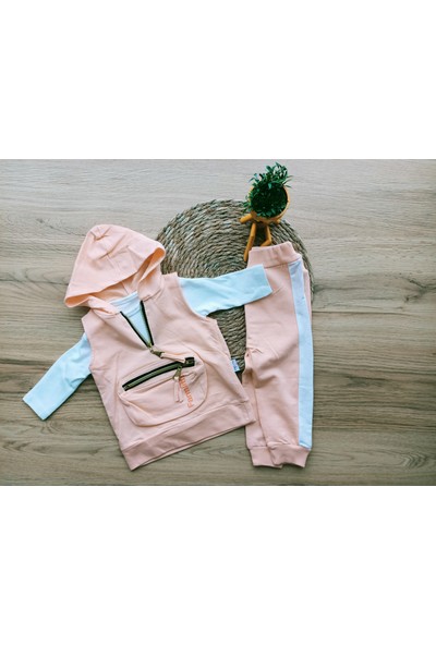 Babydoss Kız Çocuk Takım , Kız Bebek Takım , 3 Lü Takımı Kanguru Cepli , Kız Çocuk Eşofman Takım , Kız Çocuk Alt Üst Takım