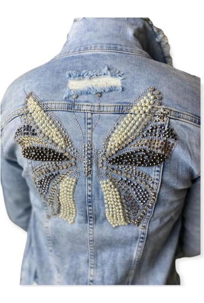 N.k Kidskız Çocuk Kraliçe Inci Işli Denim Çeket N.k Kidskız Çocuk Kraliçe Inci Işli Denim Çeket