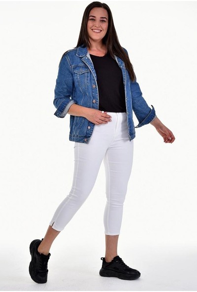 ViolettaXL Kadın Beyaz Büyük Beden Kapri Boy Yüksek Bel Full Esnek Gabardin Pantolon ViolettaXL Kadın Beyaz Büyük Beden Kapri Boy Yüksek Bel Full Esnek Gabardin Pantolon