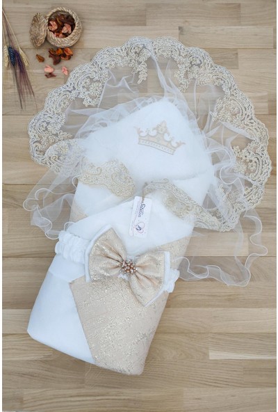 Sitilin Kız Erkek Bebek Unisex Lüks Duvaklı Kundak Battaniye