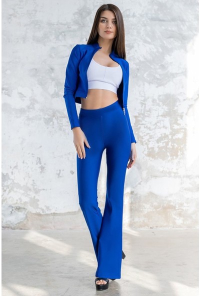 Alışveriş Sokağı Dalgıç Kumaş Ispanyol Paça Tayt Pantolon