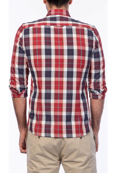 Poll Erkek Erkose U.kol Gömlek - Lacivert-K.kırmız