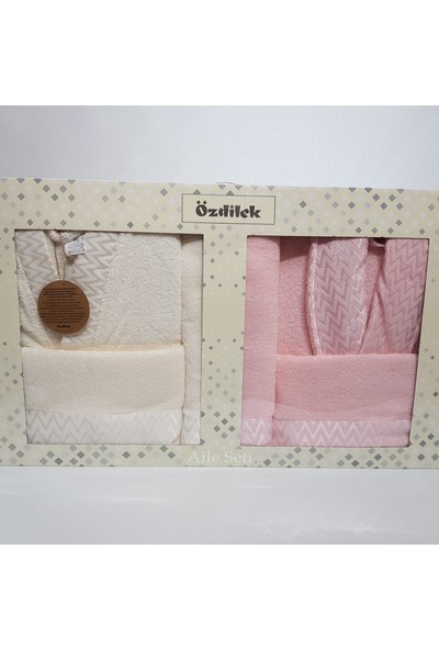 Özdilek Vera Aile Seti Krem - Pembe Bornoz Aile Seti Özdilek Vera Aile Seti Krem - Pembe Bornoz Aile Seti