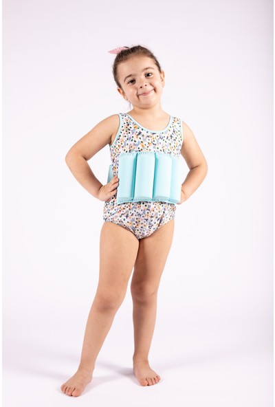 Baby Swim Up Çiçek Desenli Turkuaz Yüzme Öğreten Mayo Baby Swim Up Çiçek Desenli Turkuaz Yüzme Öğreten Mayo
