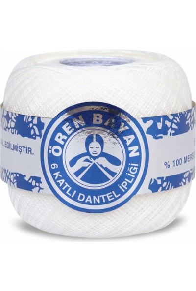 Ören Bayan Dantel Ipliği Merserize No:70 6 Kat 100 gr Mavi Bantlı