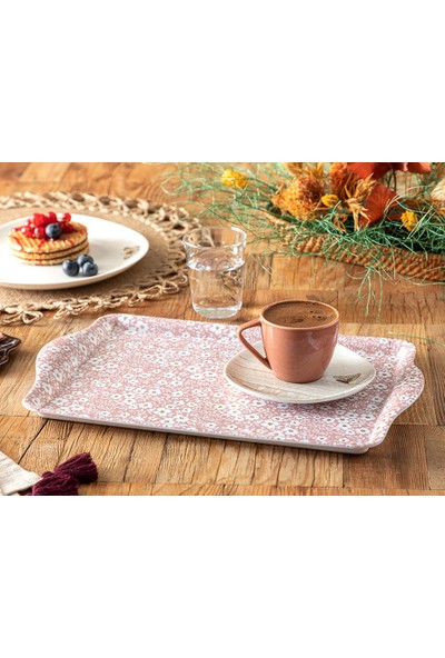English Home Miny Flowers Melamin Tepsi 32X20 cm Pembe