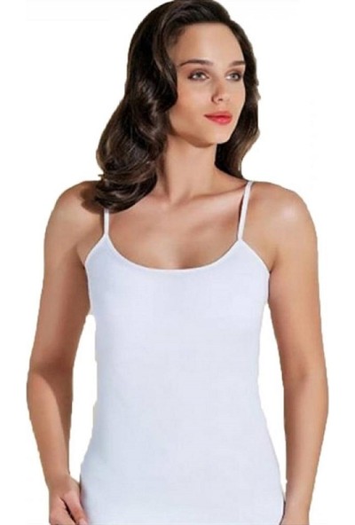 Kolcu Bayan İp Askılı Beyaz Ribana Atlet 3 Adet