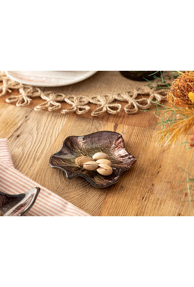 English Home Leafy Cam Çerezlik 11 cm Kahverengi