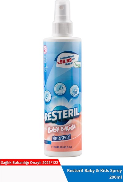 Resterıl Resteril %100 Doğal Alkolsüz Bebek Çocuk Dezenfektan Su Bazlı Emzik ve Yüzey Temizleyici Hijyen Spreyi 200ml Resterıl Resteril %100 Doğal Alkolsüz Bebek Çocuk Dezenfektan Su Bazlı Emzik ve Yüzey Temizleyici Hijyen Spreyi 200ml