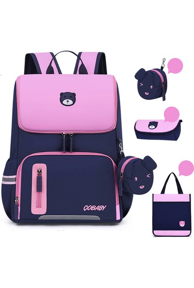 Only Ly 4 Parçalı Öğrenci Suya Dayanıklı Büyük Kapasiteli Okul Çantası Kraliyet Pembesi S (Yurt Dışından)
