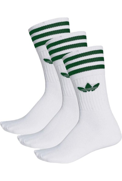 Adidas Unisex Beyaz Yeşil Spor - Tenis Çorap Seti - 3'lü