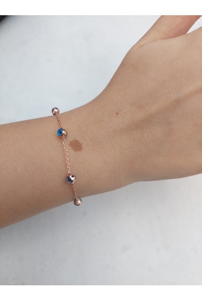 Noia Silver Rose Mavi Boncuk Bileklik