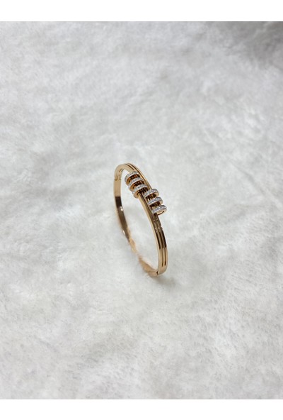 Royal Steel Rose Gold Zirkon Taşlı Kadın Çelik Kelepçe