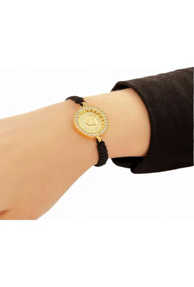 Ukba Gold 8 Ayar Altın Baskı Çeyrekli Siyah Ipli Bileklik Ukba Gold 8 Ayar Altın Baskı Çeyrekli Siyah Ipli Bileklik