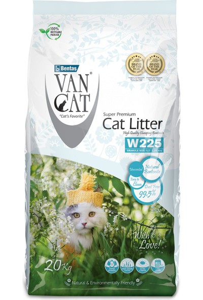 Van Cat Vancat W240 Dev Boy Topaklanan Kalın Tane Kokusuz Bentonit Kum 20 kg