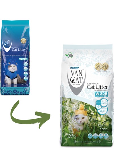 Van Cat Vancat W225 Dev Boy Kokusuz Ince Taneli Topaklanan Bentonit Kum 20 kg