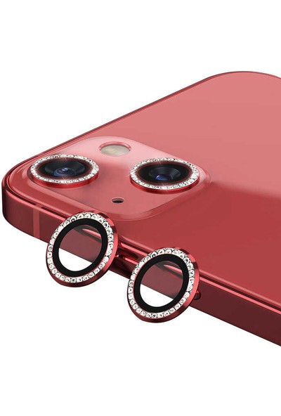 Vendas Apple iPhone 13 Lins Serisi Fashion Taş Tasarımlı Kamera Lens Koruyucu