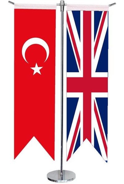 Saturndesign Masaüstü Kırlangıç Ingiltere + Türk Bayrağı + Krom T Direk Masa Bayrak Seti Saturndesign Masaüstü Kırlangıç Ingiltere + Türk Bayrağı + Krom T Direk Masa Bayrak Seti